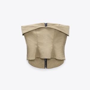 Zara | Tops | Zara Topstitched Zipper Bustier | Poshmark